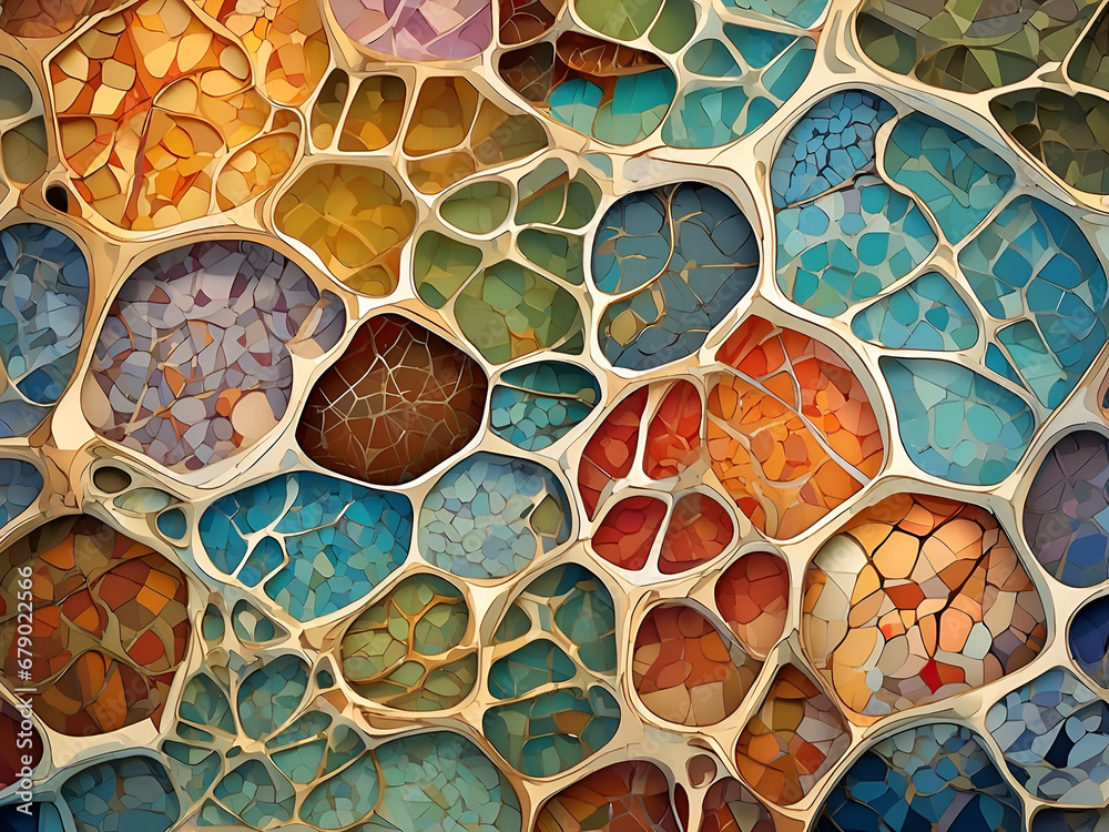 mosaic background, Thiessen polygons, Voronoi diagram Stock ...