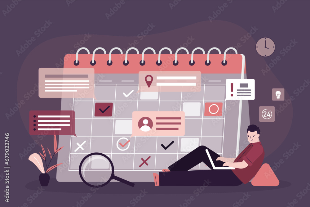 Time management, schedule. Smart businessman planning day scheduling ...