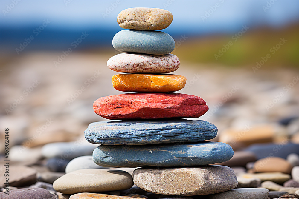 symbolic significance of rock cairn, where carefully balanced stones ...