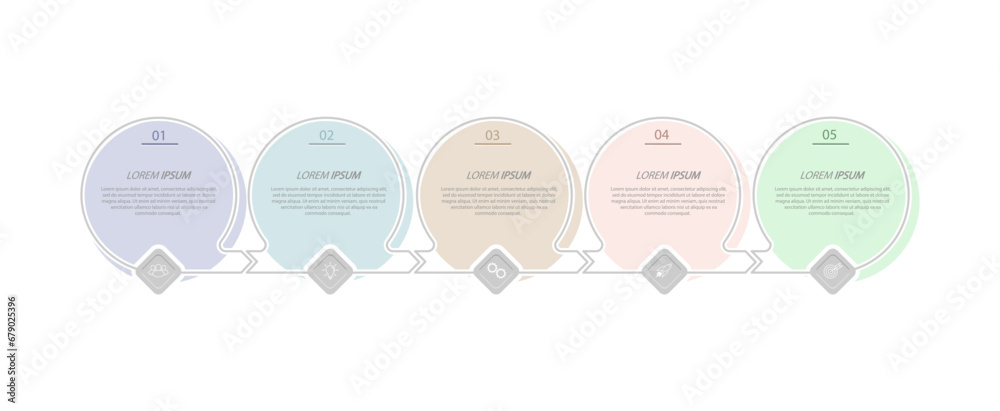 5 stages of development, improvement or training. Infographics with ...