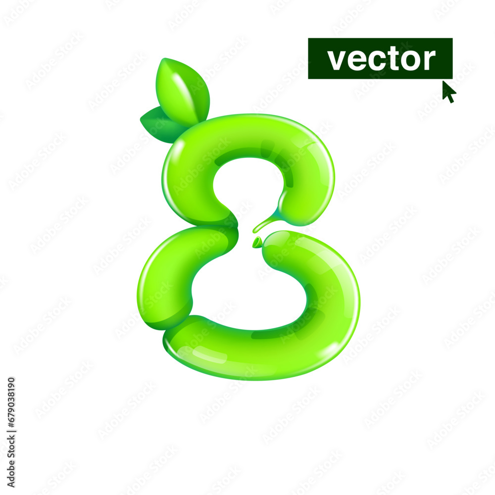 8 logo. Number eight made of twisted balloons. Eco-friendly realistic ...