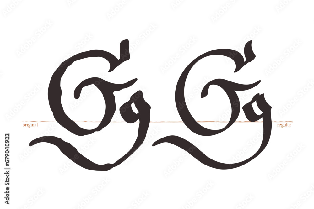 Letter G logo. Medieval script type. Original and regular calligraphy ...
