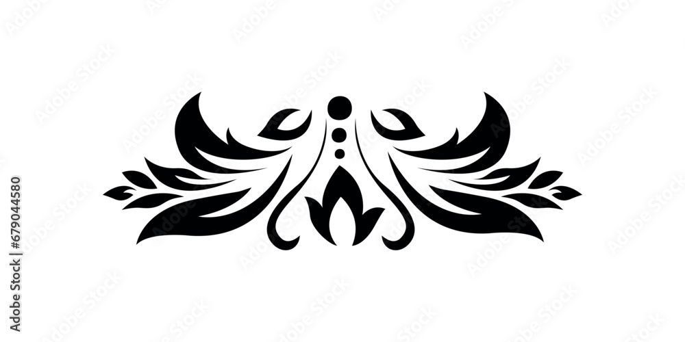 Abstract pattern, decorative element, clip art with stylized leaves ...