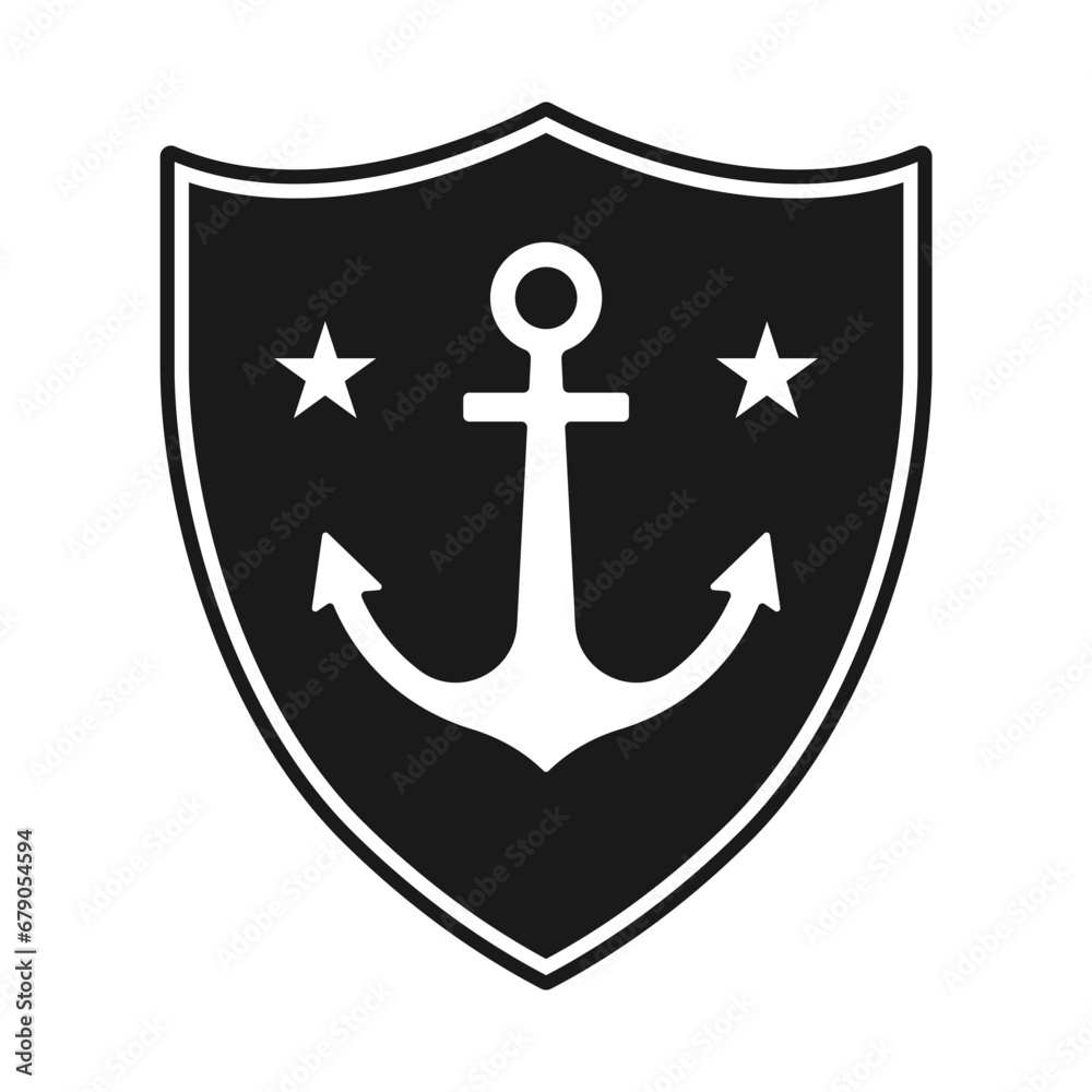 Anchor in shield icon. Maritime symbol sign. Naval logo. Vector ...