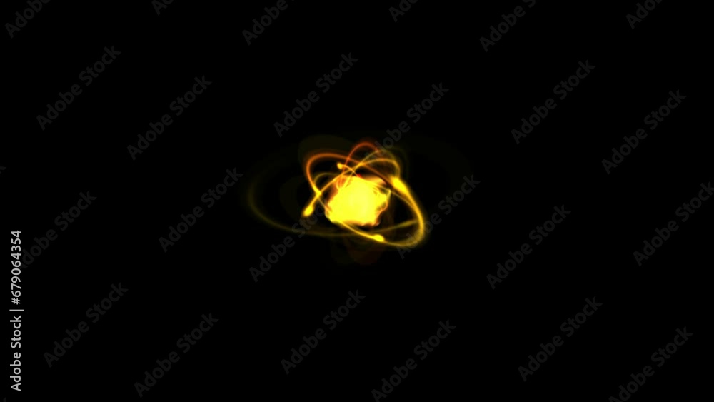 Simulation of an atom where electrons and sub-cells are orbiting its proton nucleus Stock-Video ...