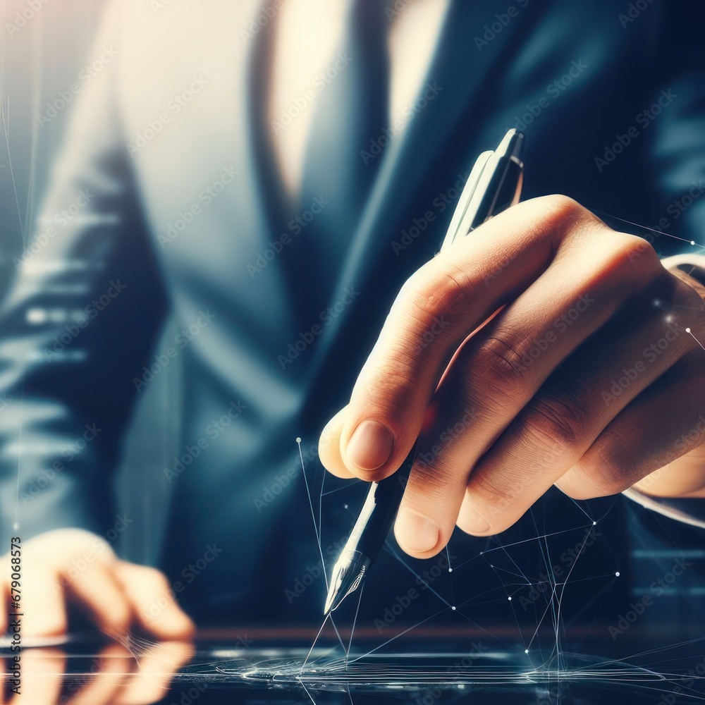 Hands of a businessman signing some documents, transaction concept ...