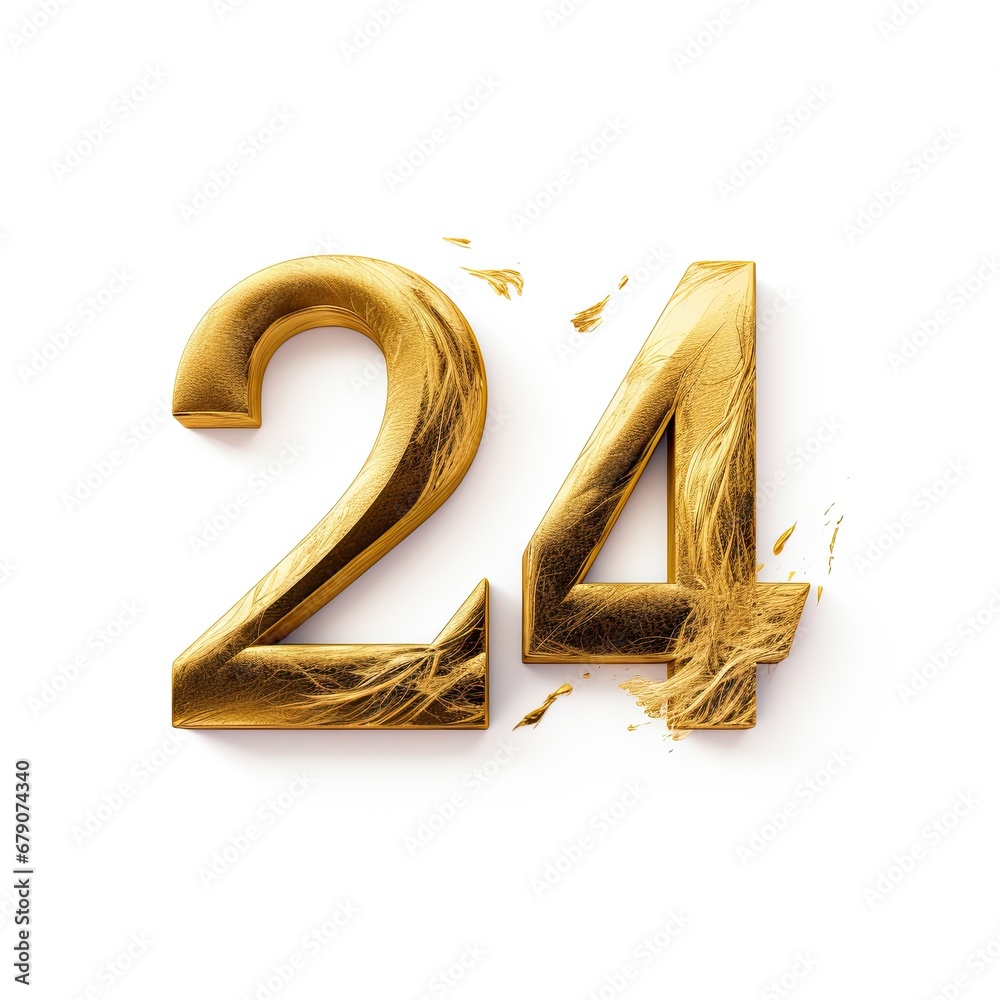 Numeral of the year 24 in gold color on a light white background. Stock ...