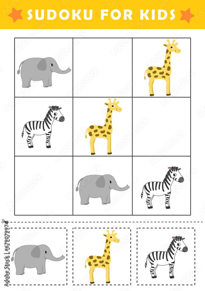 Photo & Art Print Animal sudoku logical reasoning activity for kids, G.rena