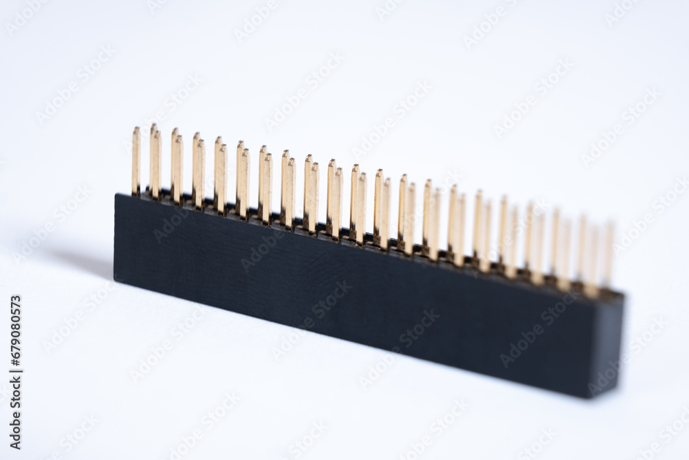 40-Pin GPIO connector header isolated on white background. 2x20 pins ...