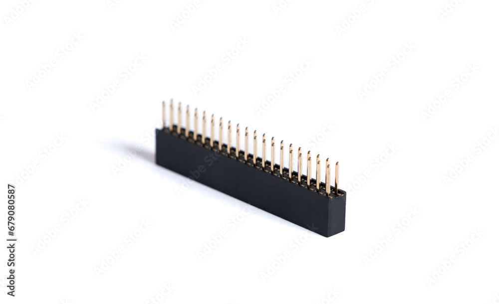 40-Pin GPIO connector header isolated on white background. 2x20 pins ...