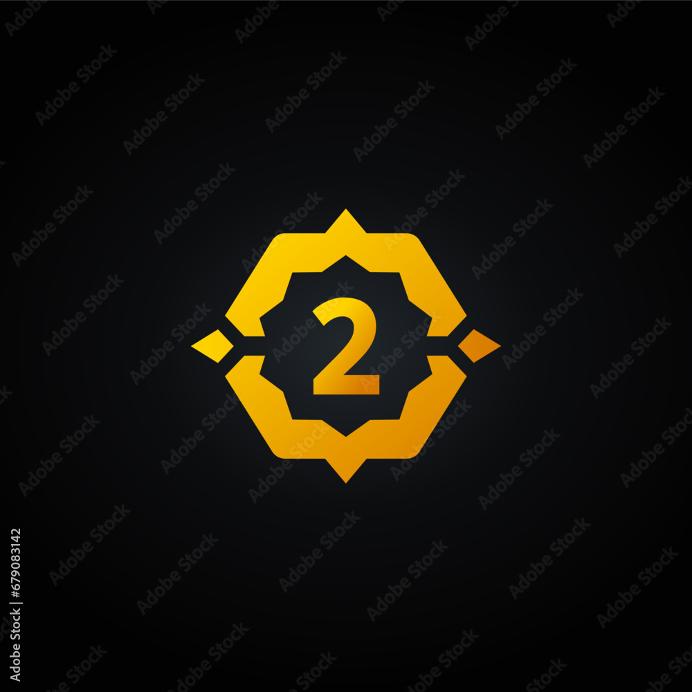 Number 2 numeric or numeric elements vector isolated. Number 2 numeric ...