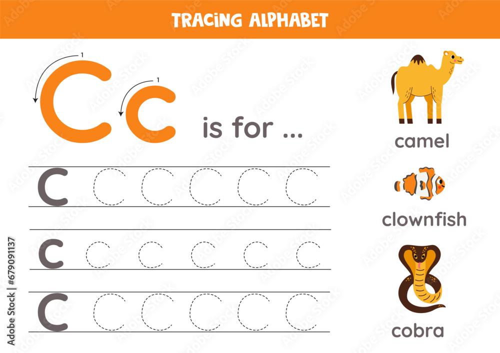 Tracing all letters of English alphabet. Preschool activity for kids ...