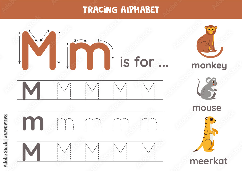 Tracing all letters of English alphabet. Preschool activity for kids ...