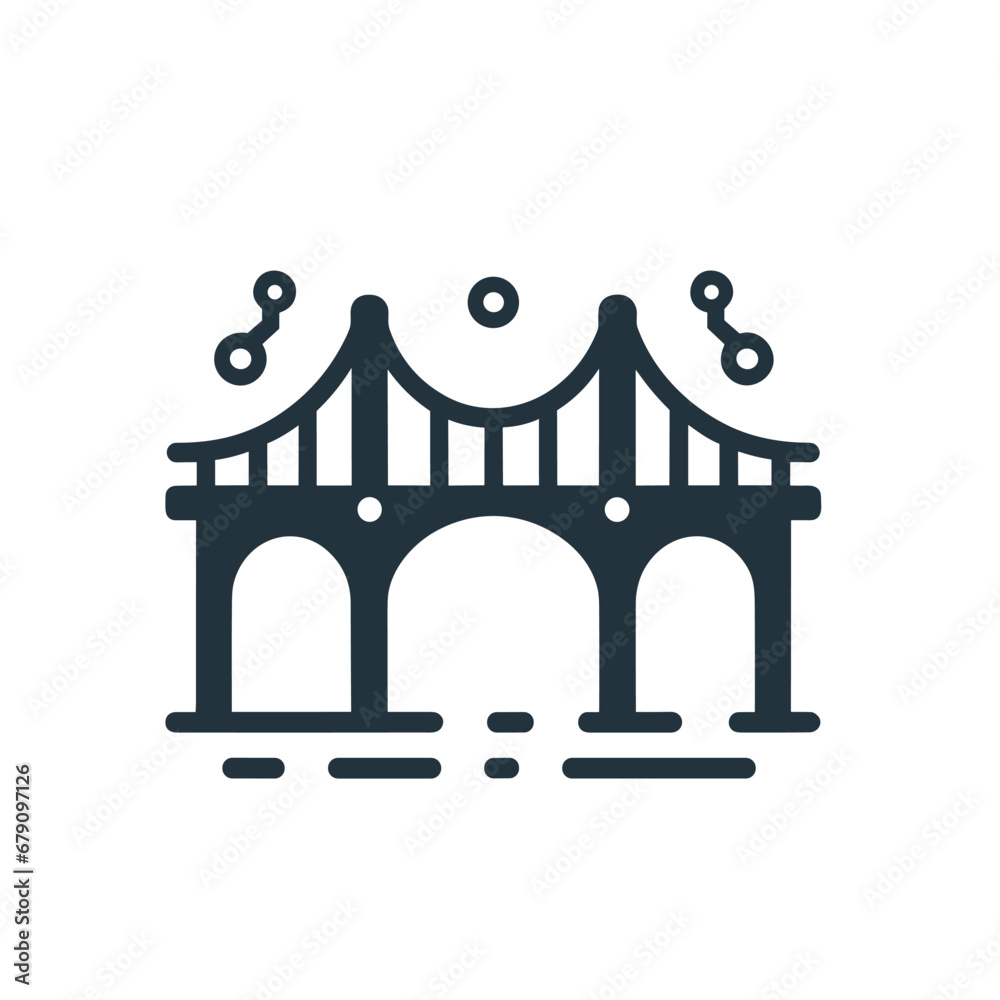 Computer software development filled colorful logo. Bridge with circuit ...