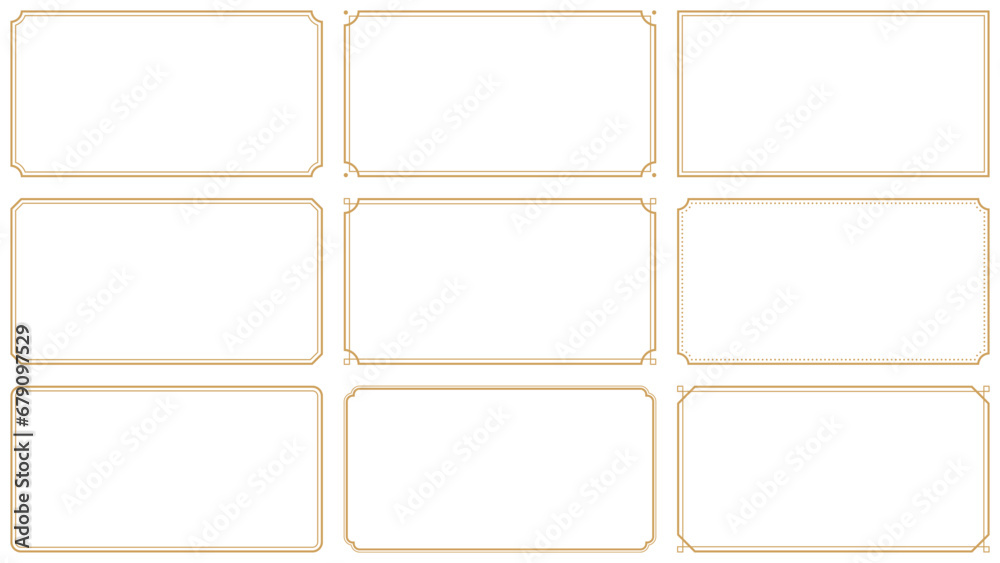 Set of rectangle subtle gold frame horizontal border in oriental style ...