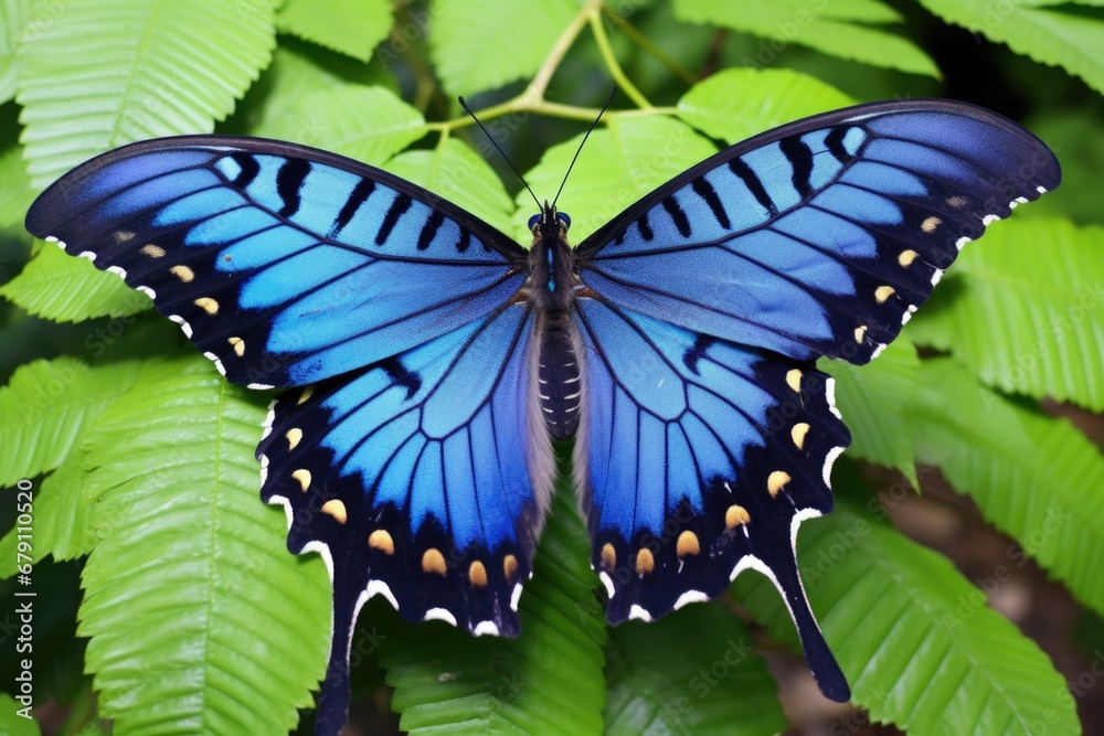 closer view of a pipevine swallowtail butterflys blue-black wing Stock ...