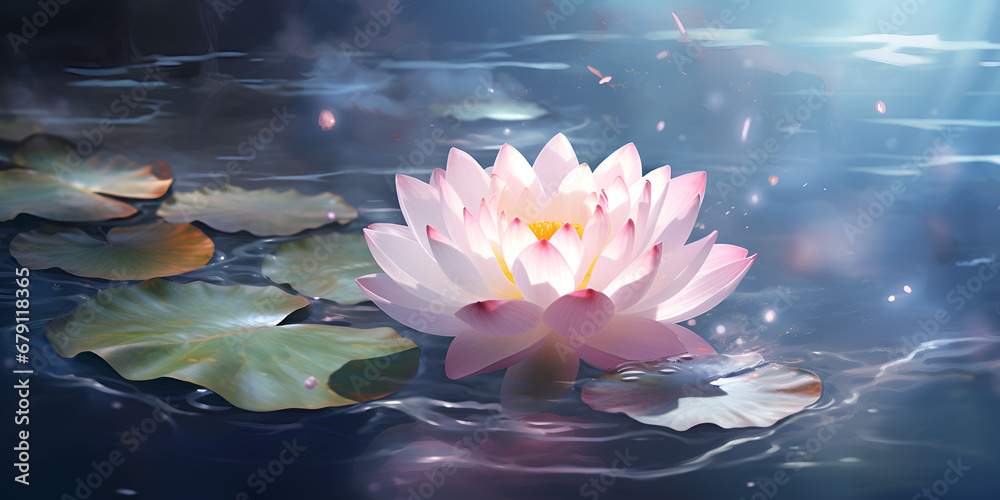 Magic Lotus Flower On Water beautiful background, A beautiful glowing ...