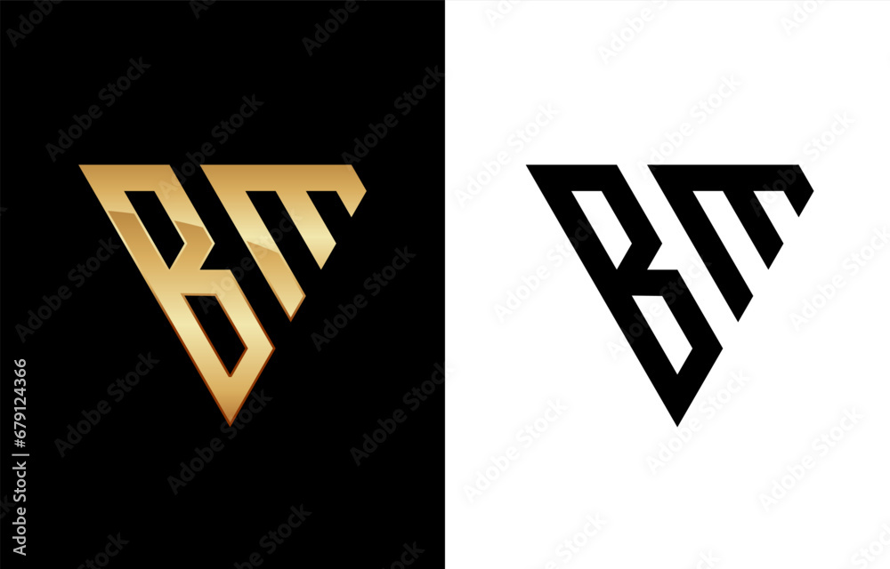 Triangle Letter BM Logo Design Stock Vector | Adobe Stock