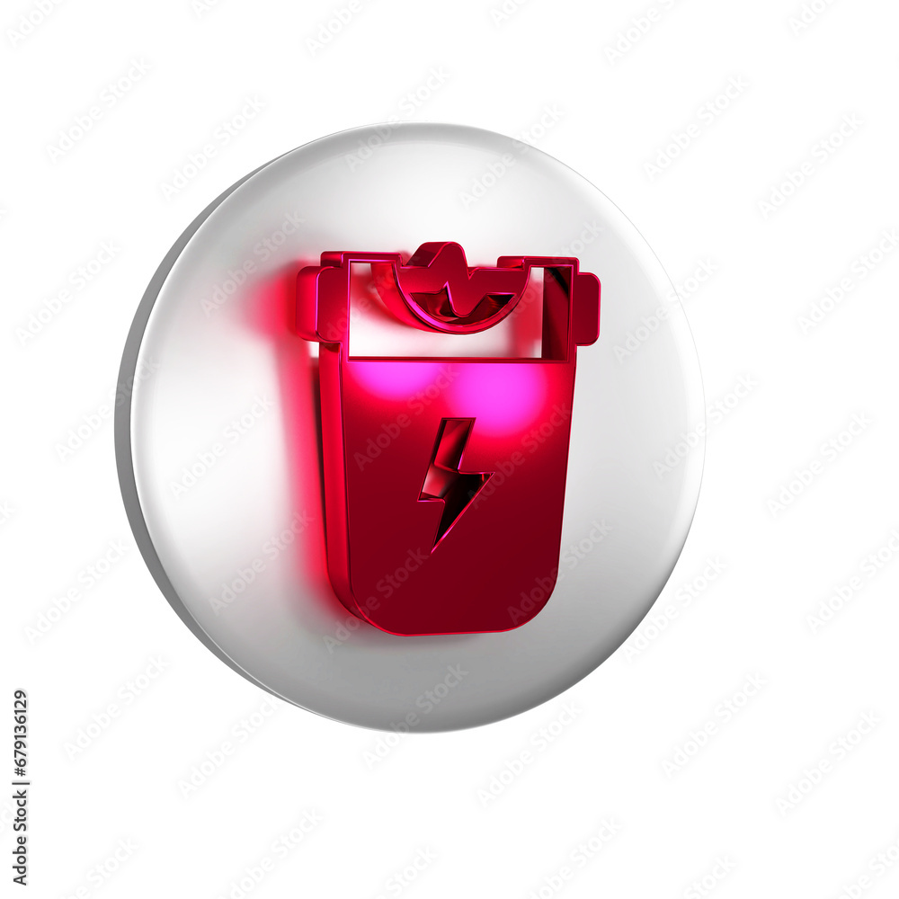 Red Police electric shocker icon isolated on transparent background ...