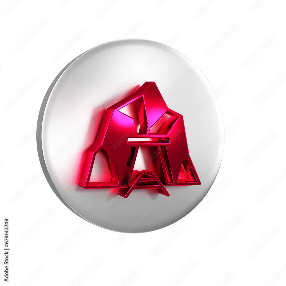 Red Mine entrance icon isolated on transparent background. Silver ...