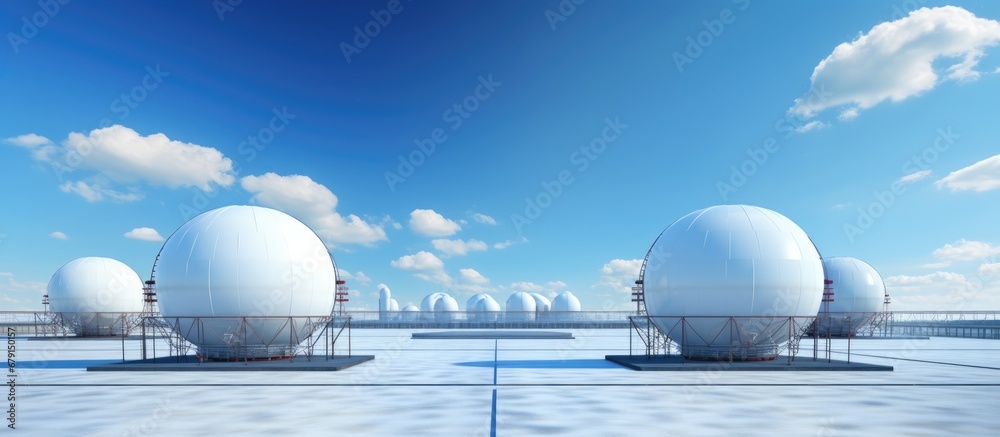Industrial facility storing hydrogen gas in spherical tanks using ASME ...