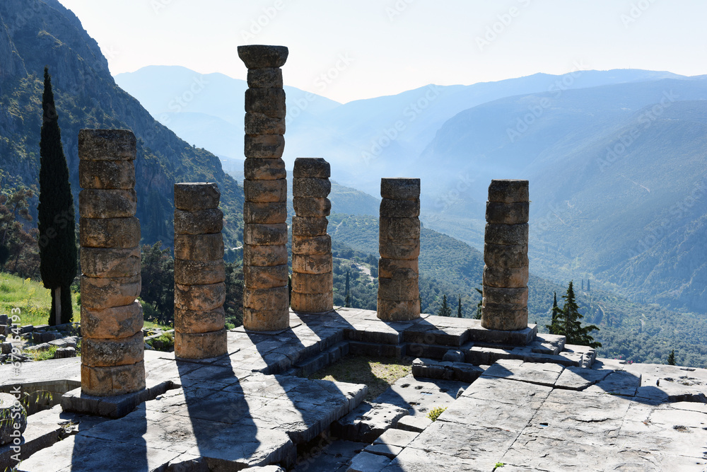 Apollo Temple in Delphi, an archaeological site in Greece, at the Mount ...