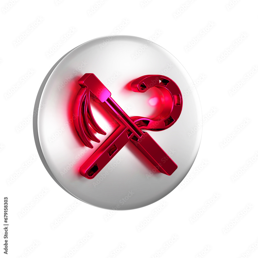 Red Crook and flail icon isolated on transparent background. Ancient ...