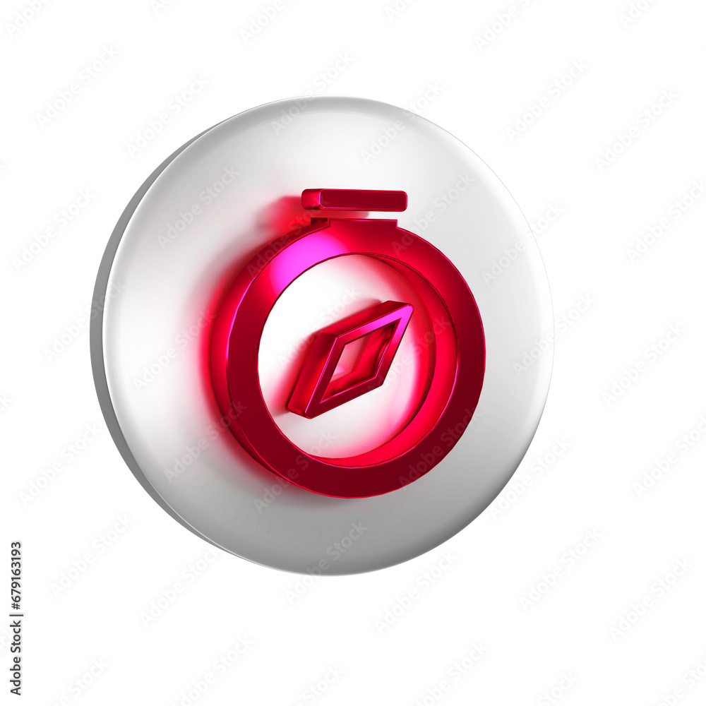 Red Compass icon isolated on transparent background. Windrose ...