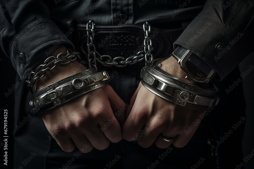 Male hands in chains and handcuffs Stock Photo | Adobe Stock