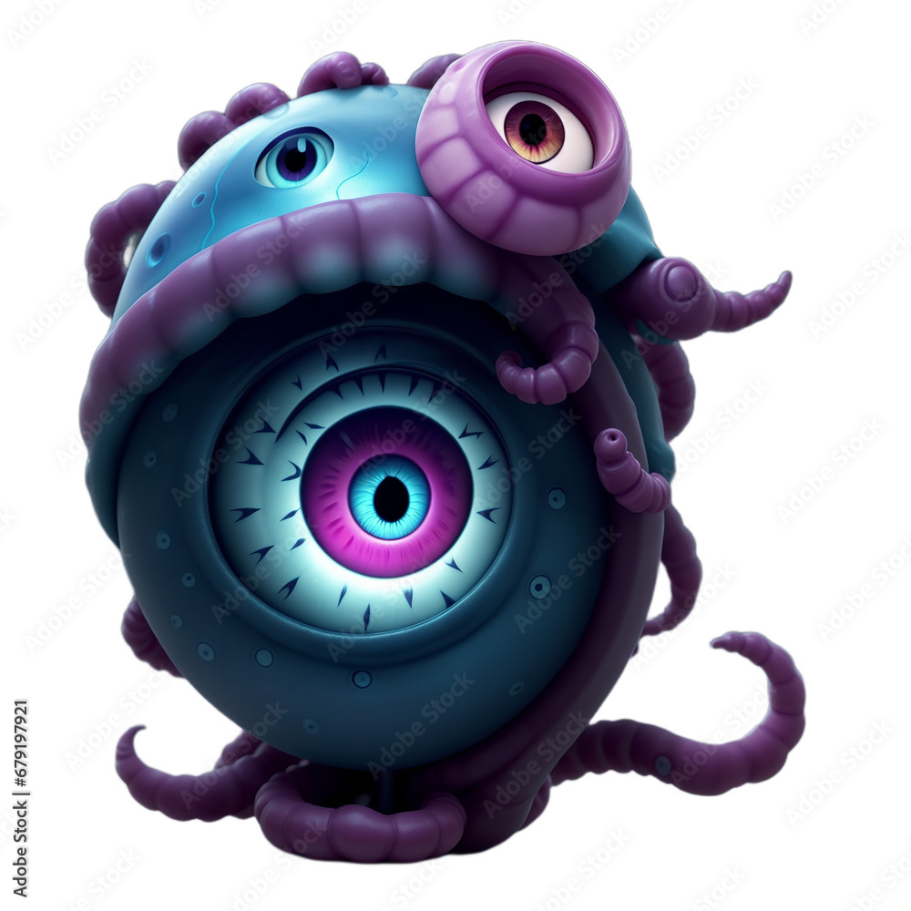 3d illustration of tentacled eye monster PNG transparent background ...