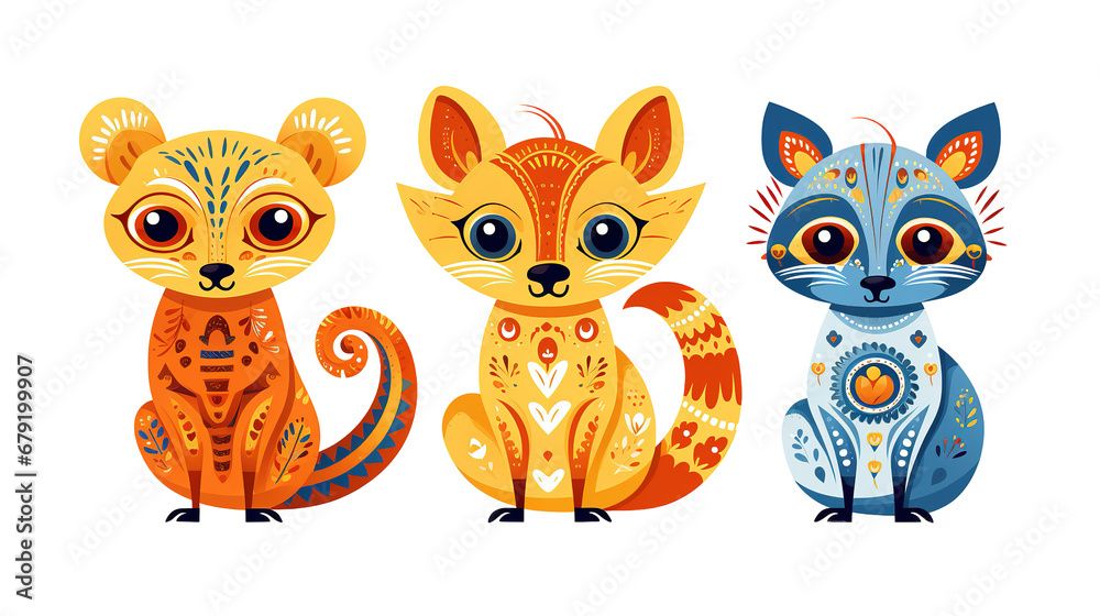Cartoon fox lizard characters png Stock Illustration | Adobe Stock