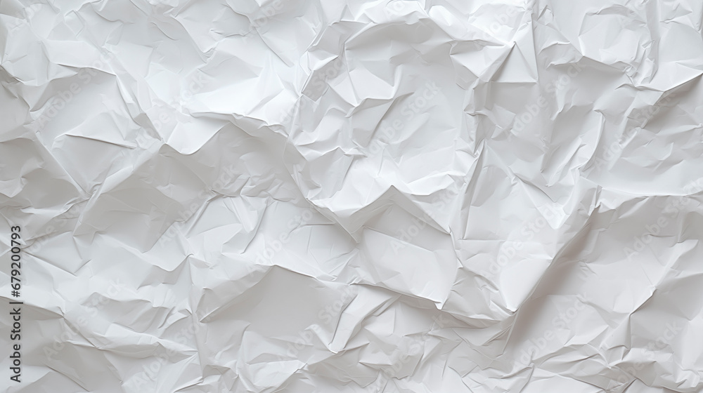 Texture of crumpled white paper, top view. Light gray crumpled paper ...