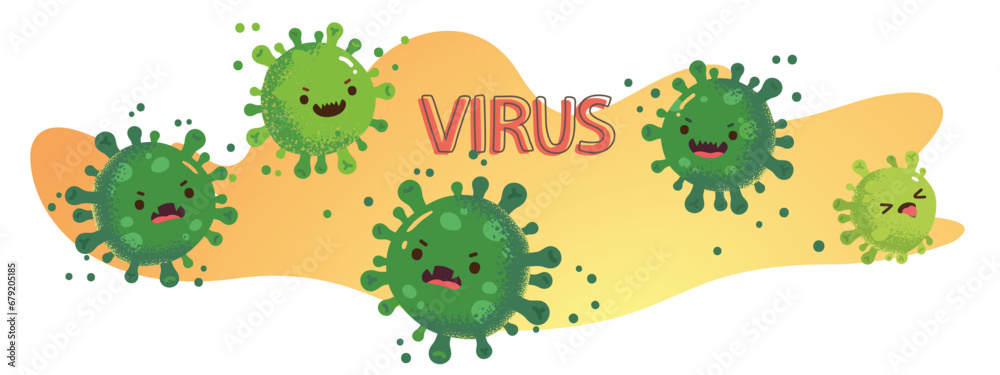 Vetor de Cartoon corona viruses characters group. Cute animated ...