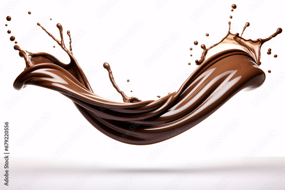 Melted chocolate splash, tasty chocolate wave floating in mid air ...