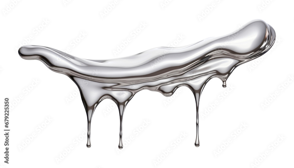 melted silver dripping isolated on transparent background cutout Stock ...