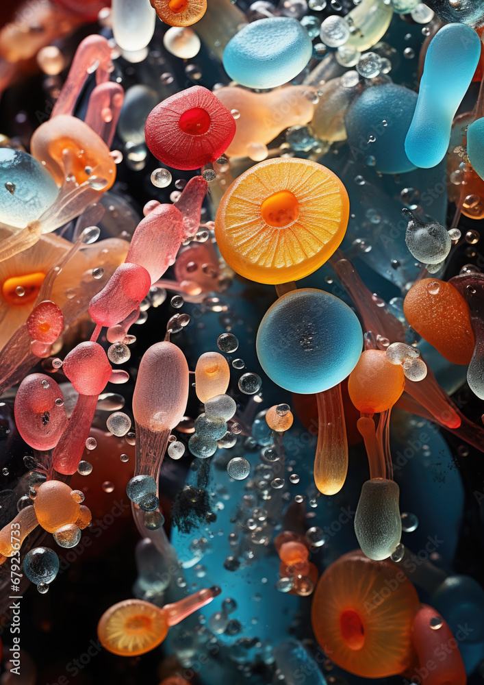 bacteria under a microscope, microorganisms, viruses, microbes ...