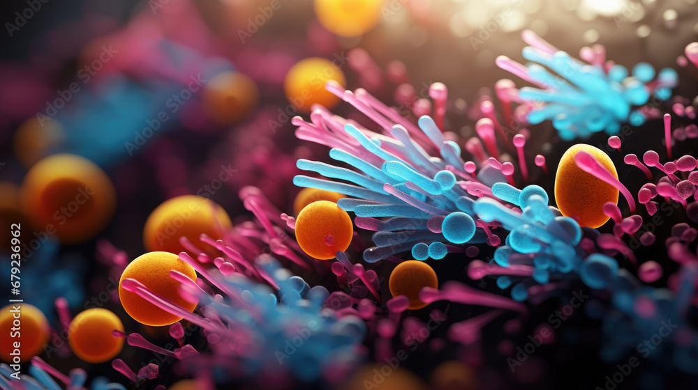 bacteria under a microscope, microorganisms, viruses, microbes ...