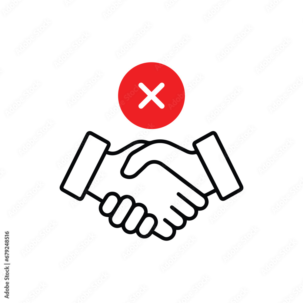 bad deal like thin line handshake icon. concept of not solidarity and ...