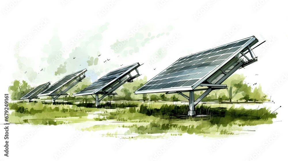 A conceptual illustration of a large scale solar panel farm project ...