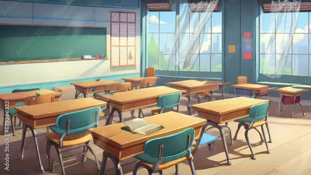 an empty classroom in school, Seamless Animation Video Background in 4K ...