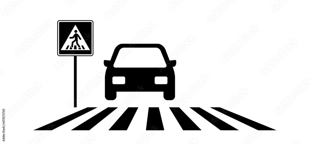 Traffic light, city street with zebra lines road marking and stoplight ...