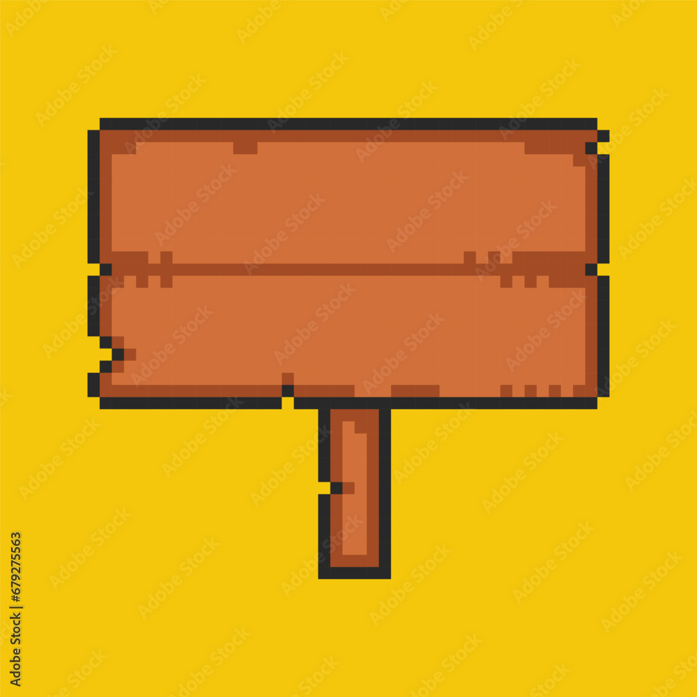 Pixel wooden roadside sign, old village, 8 bit timber roadside pointer ...