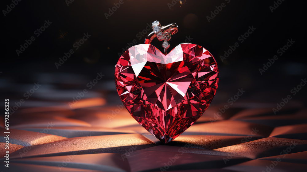 A Red diamond heart a vintage symbol embodying love and passion ...