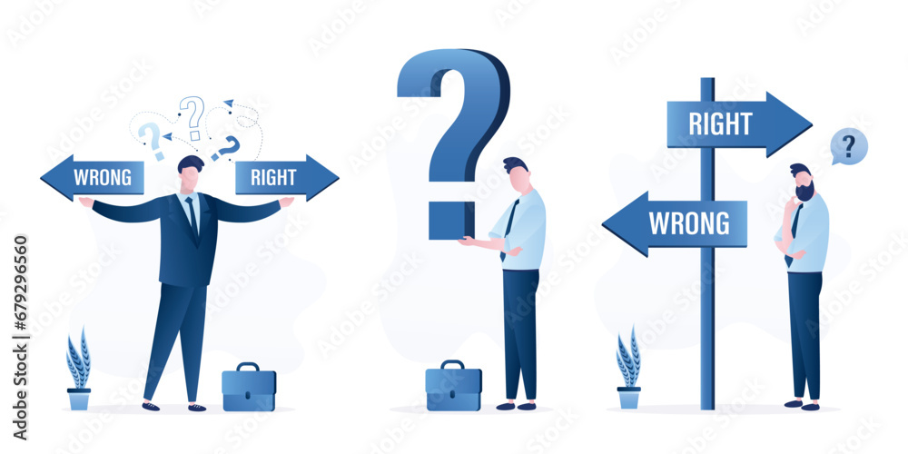 Vetor de Business decision or the choice to right profitable way ...