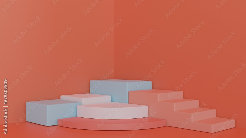 Square pedestal podium display, Empty room background. Abstract modern ...