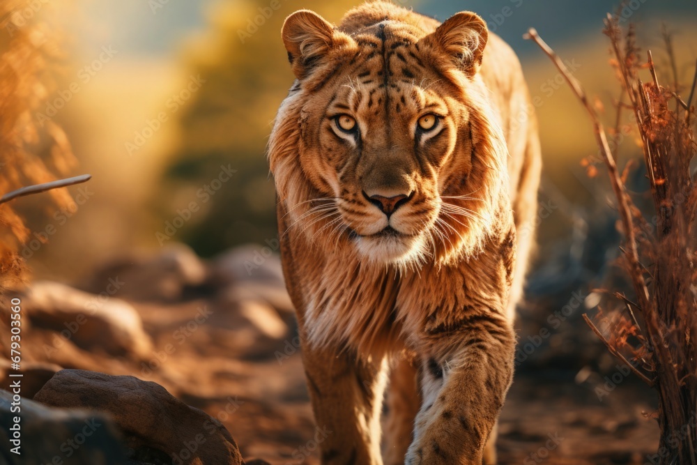 Portrait of a Liger Hybrid Offspring of Male Lion and Female Tiger ...