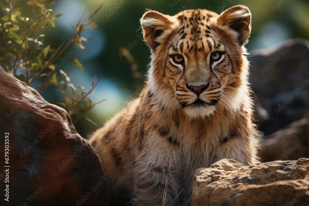 Portrait of a Liger Hybrid Offspring of Male Lion and Female Tiger ...