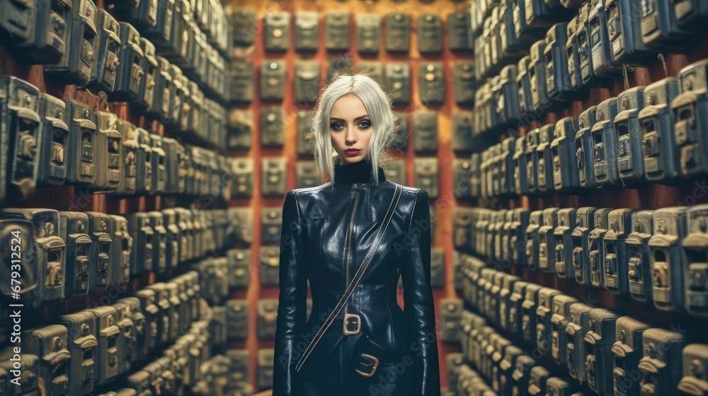 a solitary figure juxtaposed against the archives of time: in a ...