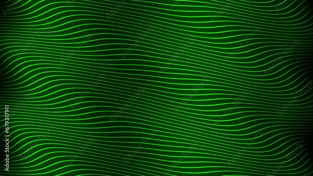 Abstract wave green lines loop animated video. 3d Abstract black ...