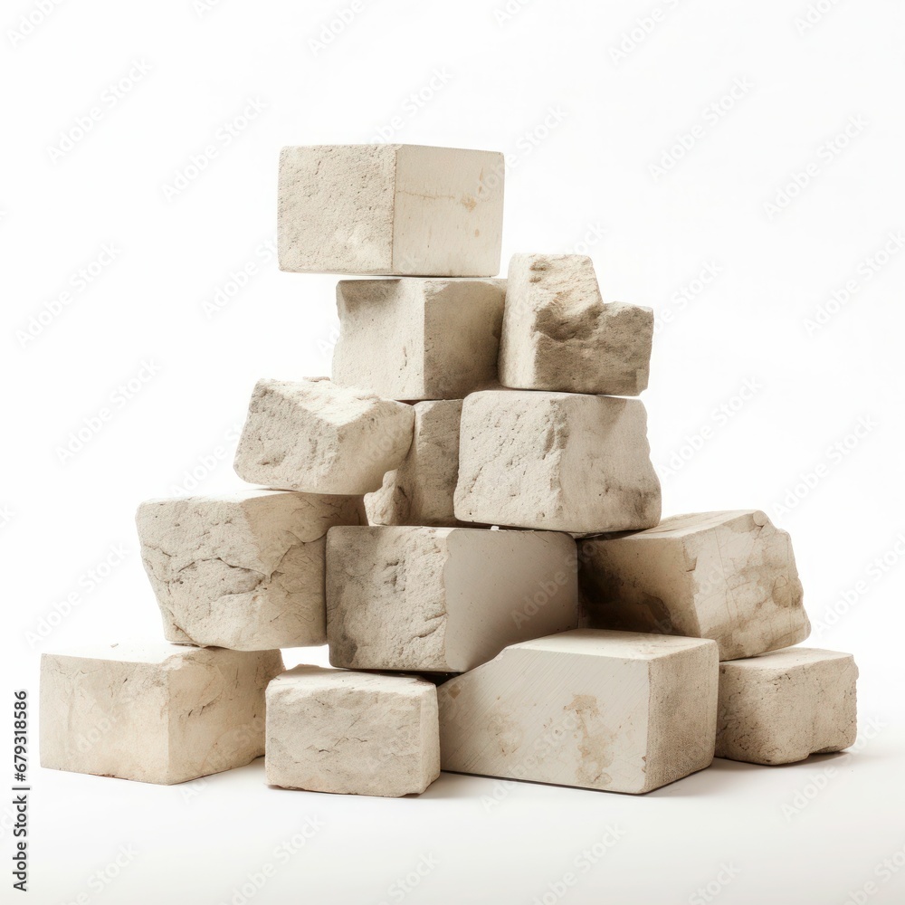 Architectural Building Blocks in Beige Pile of beige cut stone blocks ...